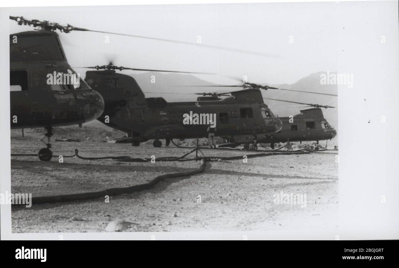 HMM-262 CH-46s at Vandegrift Combat Base Stock Photo - Alamy