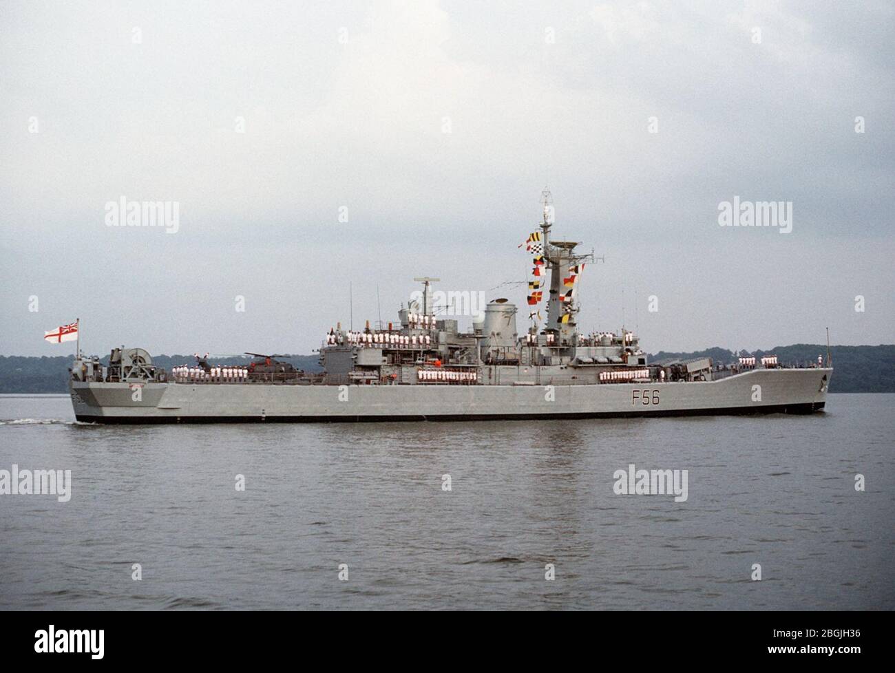 HMS Argonaut (F56) underway on the Potomac River on 26 August 1985 ...