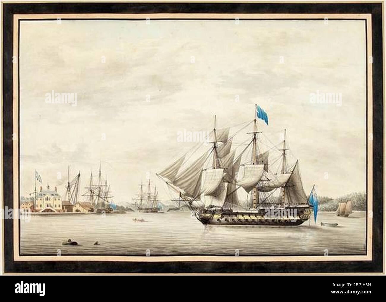 HMS Asia in Halifax Harbour 1797 Stock Photo - Alamy