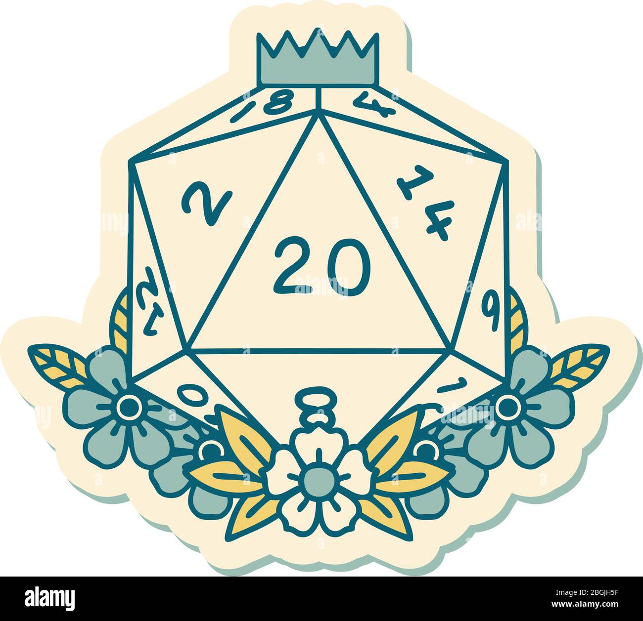 sticker of tattoo in traditional style of a d20 Stock Vector Image ...