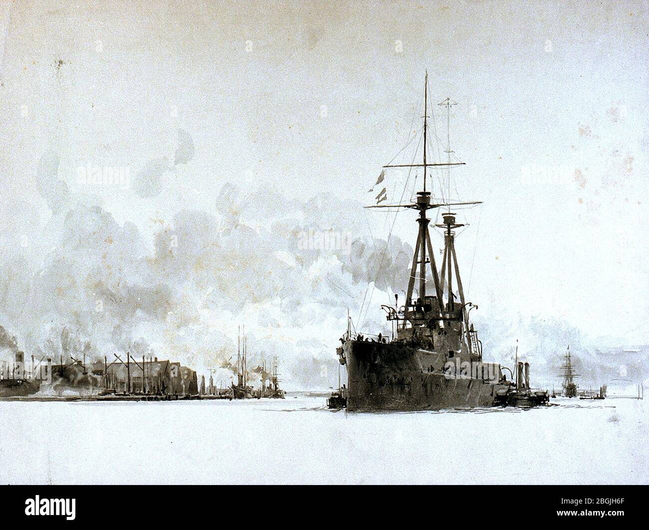 HMS 'Bellerophon' at Portsmouth Stock Photo - Alamy