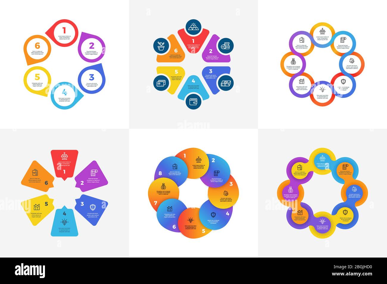 Circular technology infographics with arrow options. Information charts ...