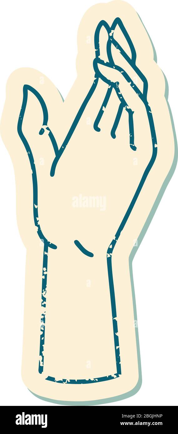 iconic distressed sticker tattoo style image of a hand Stock Vector ...