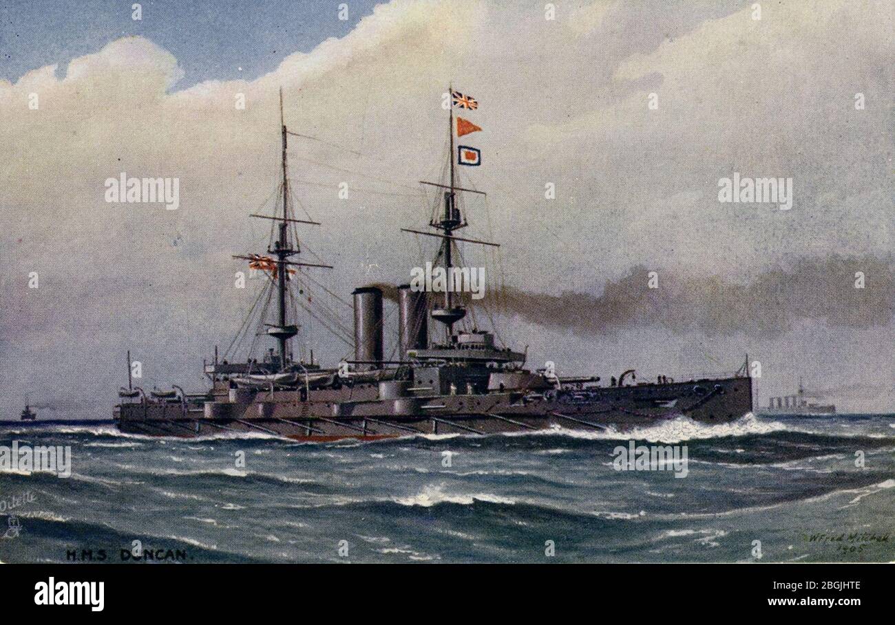 HMS Duncan (1901) postcard Stock Photo - Alamy