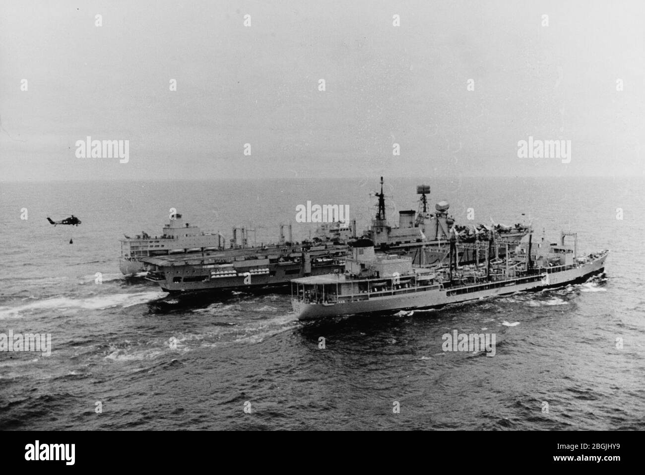 HMS Eagle (R05) is replenished by RFA Olna (A123) on 24 September 1969 ...
