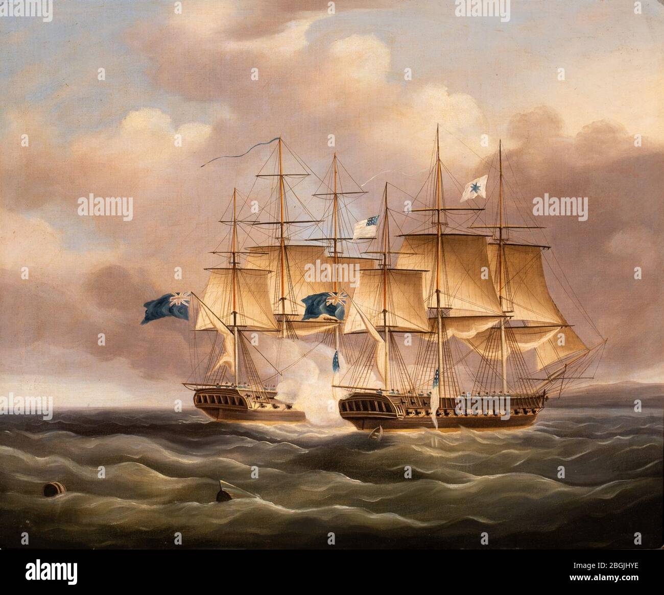 HMS Endymion captures USS President, War of 1812 Action, attributed to ...