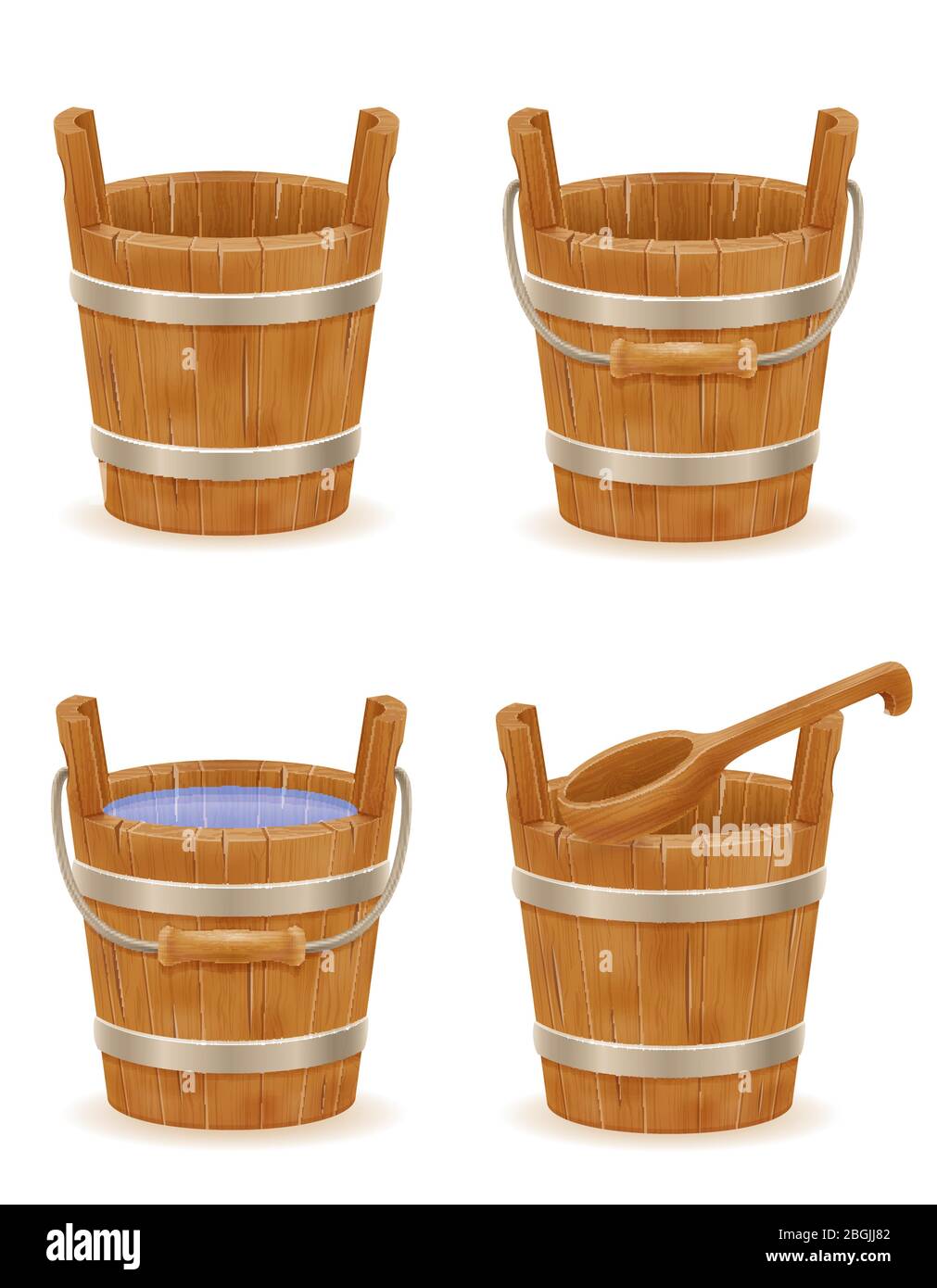 wooden bucket with wood texture old retro vintage vector illustration ...
