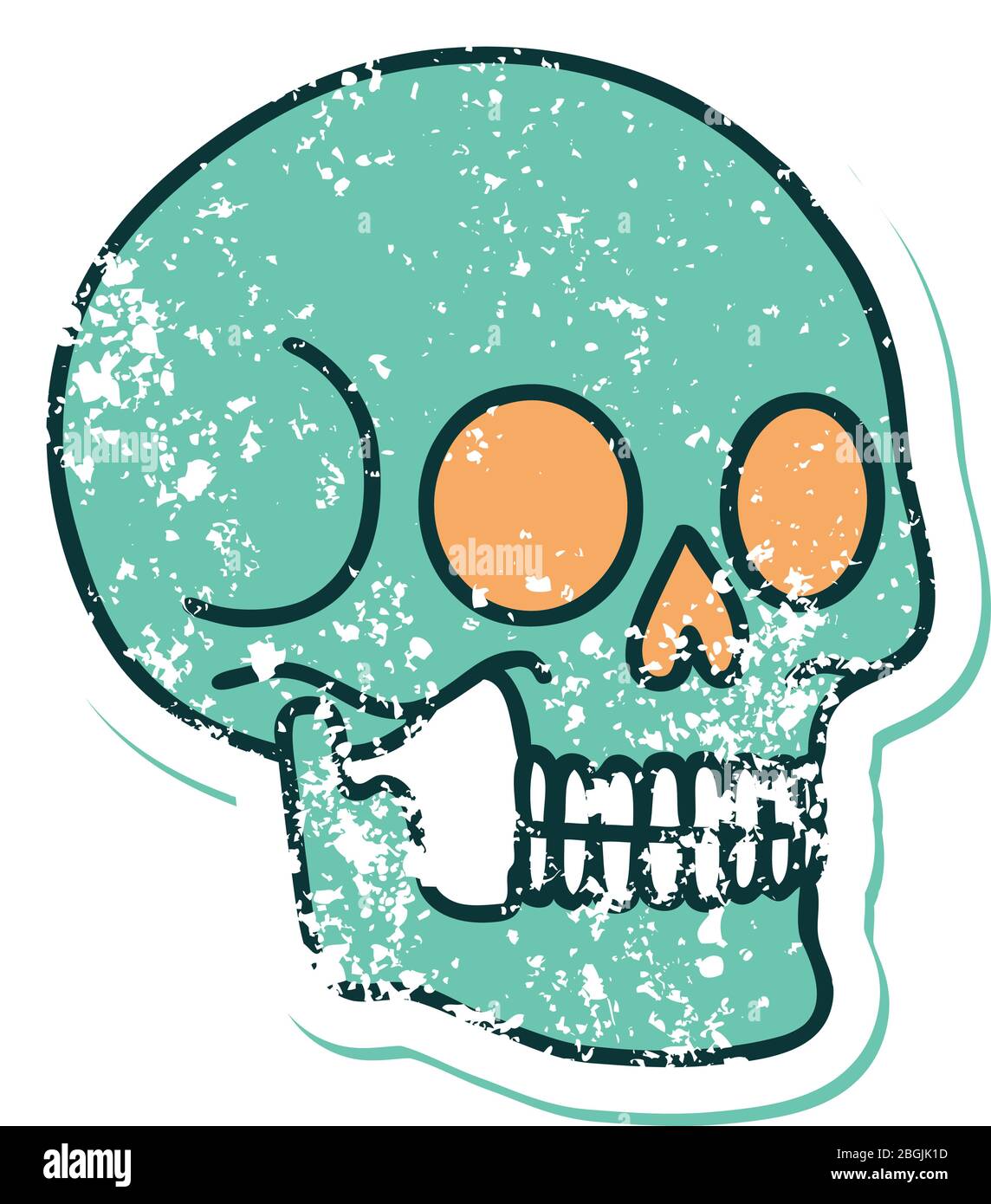 iconic distressed sticker tattoo style image of a skull Stock Vector ...
