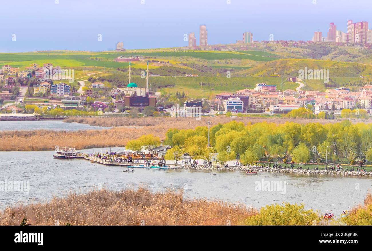 A Park near lake Mogan with Golbasi city Ankara, Turkey Stock Photo - Alamy