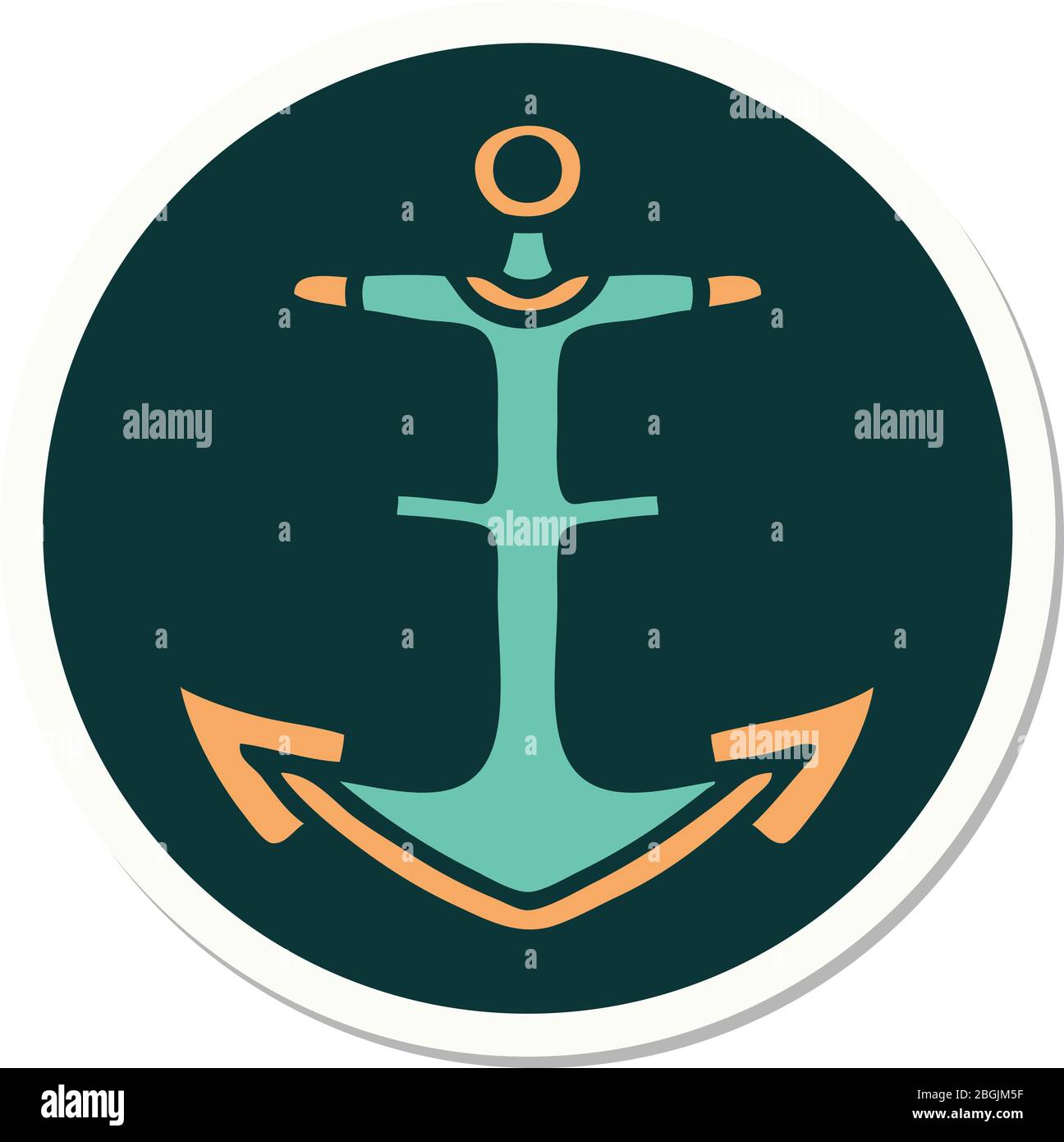 sticker of tattoo in traditional style of an anchor Stock Vector Image ...