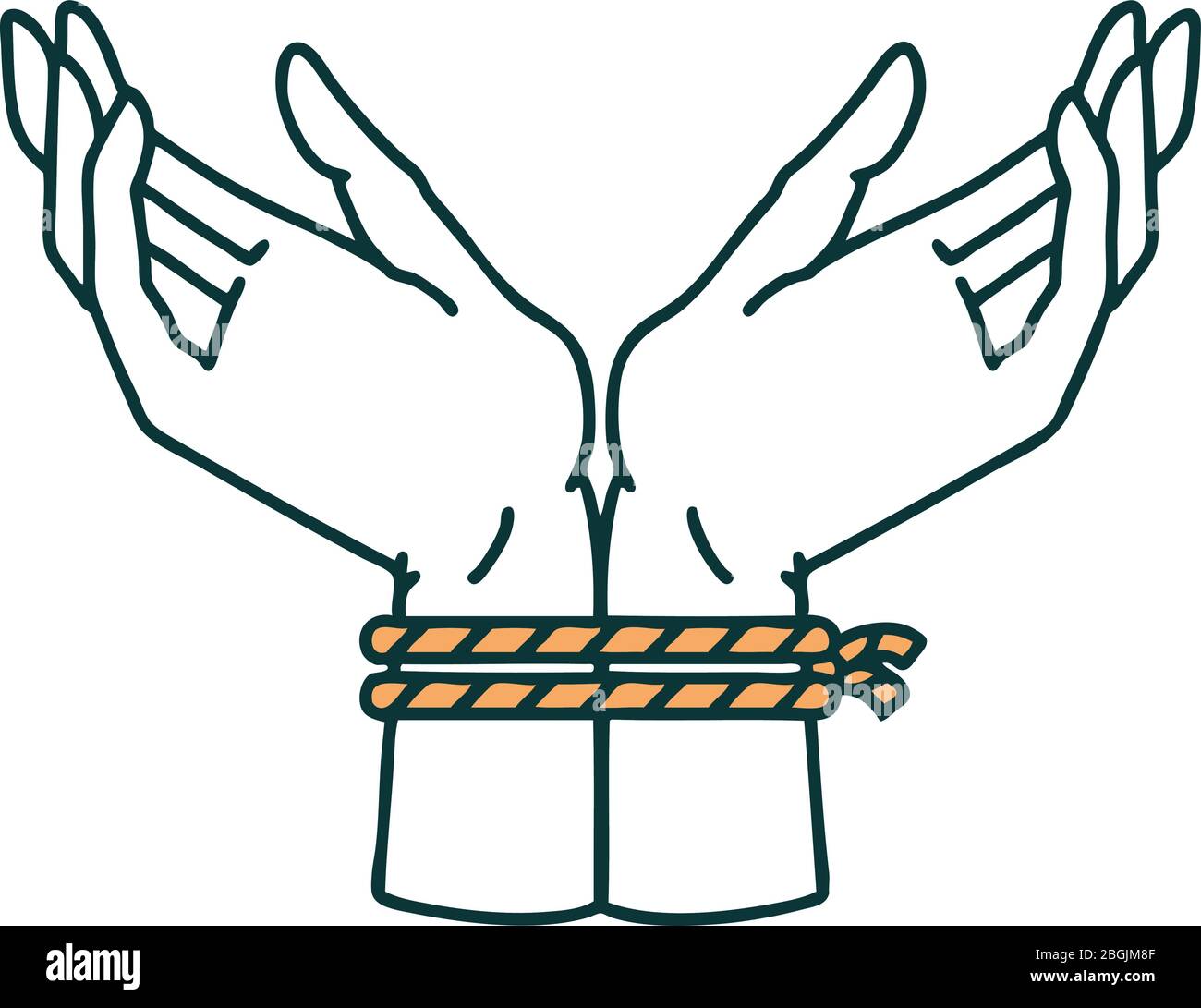iconic tattoo style image of a pair of tied hands Stock Vector Image ...