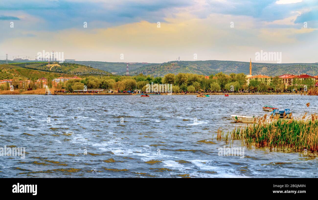 A Park near lake Mogan with Golbasi city Ankara, Turkey Stock Photo - Alamy
