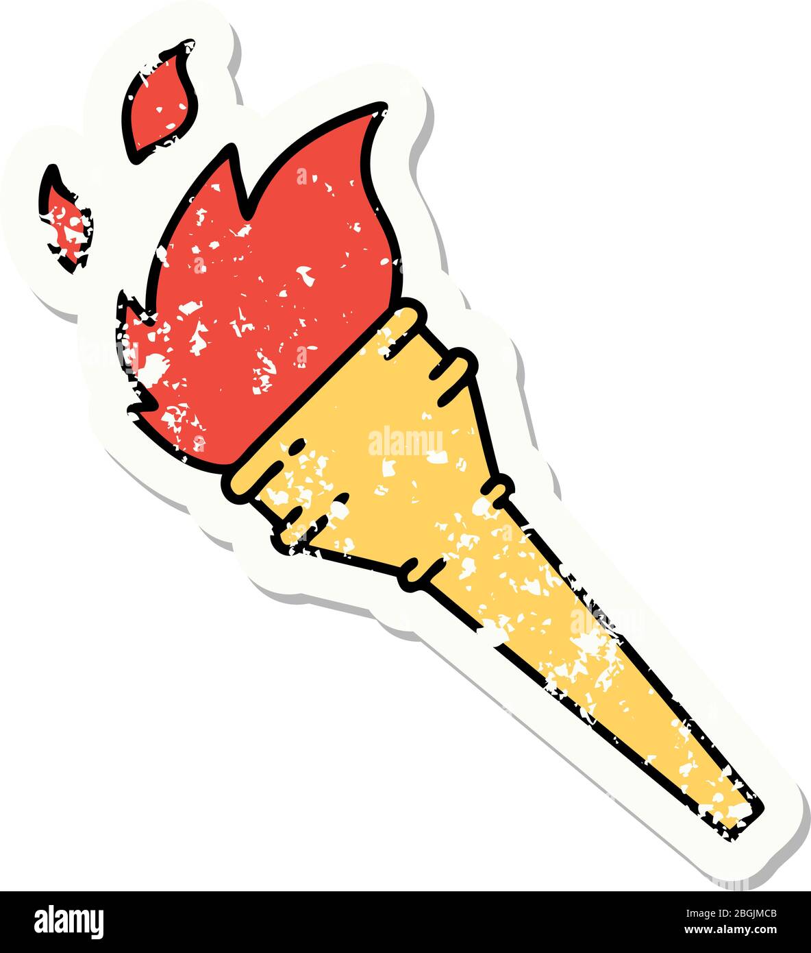distressed sticker tattoo in traditional style of a lit torch Stock ...