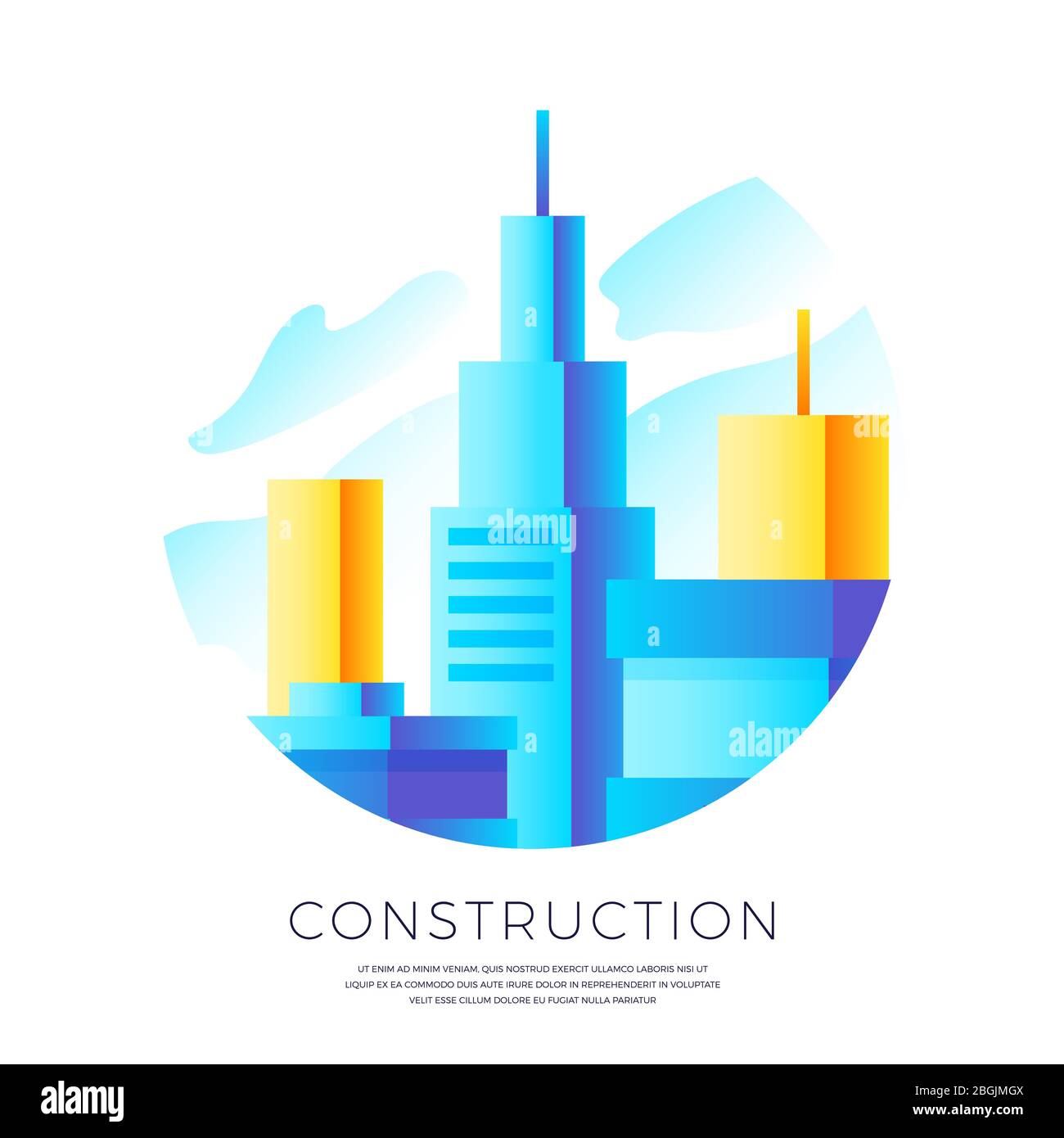 Abstract construction emblem badge vector design isolated on white ...