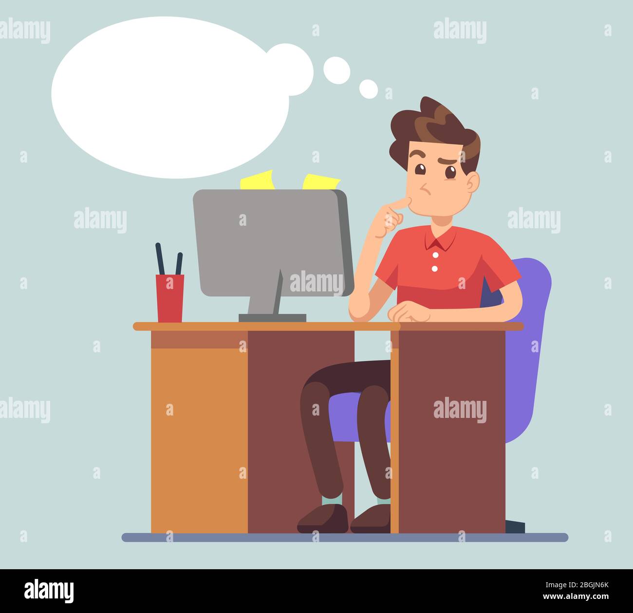 Thoughtful businessman think online Stock Vector Images - Alamy
