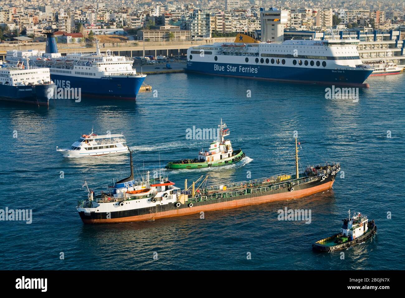 Oil Tanker in Port of Piraeus, Athens, Greece, Europe Stock Photo - Alamy