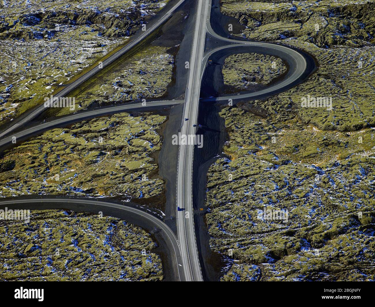 Aerial shot of the number one road close to Reykjavik Stock Photo - Alamy