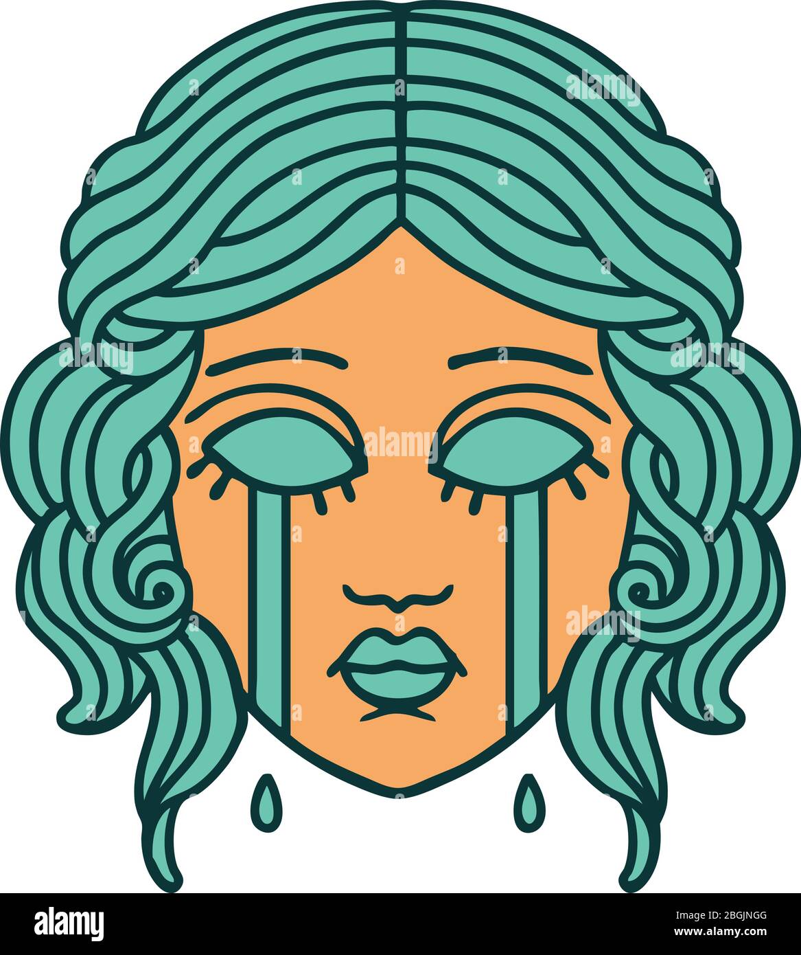 iconic tattoo style image of female face crying Stock Vector Image ...