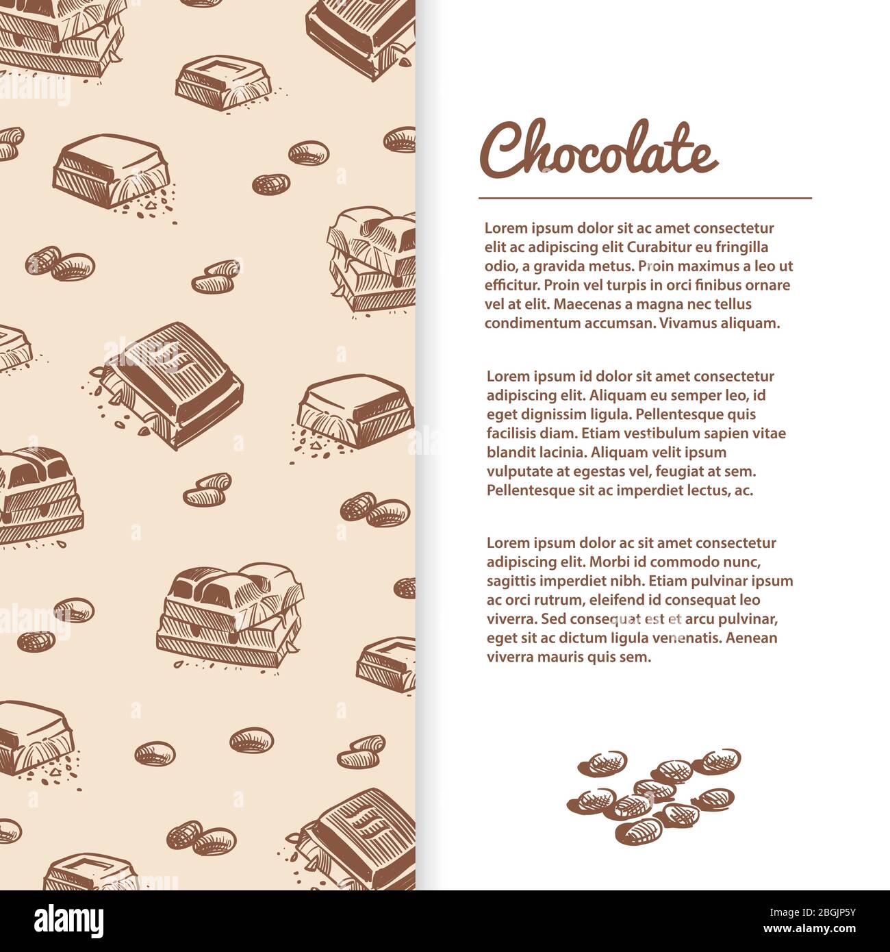 Sketched chocolate bars flyer or banner poster template. Vector ...