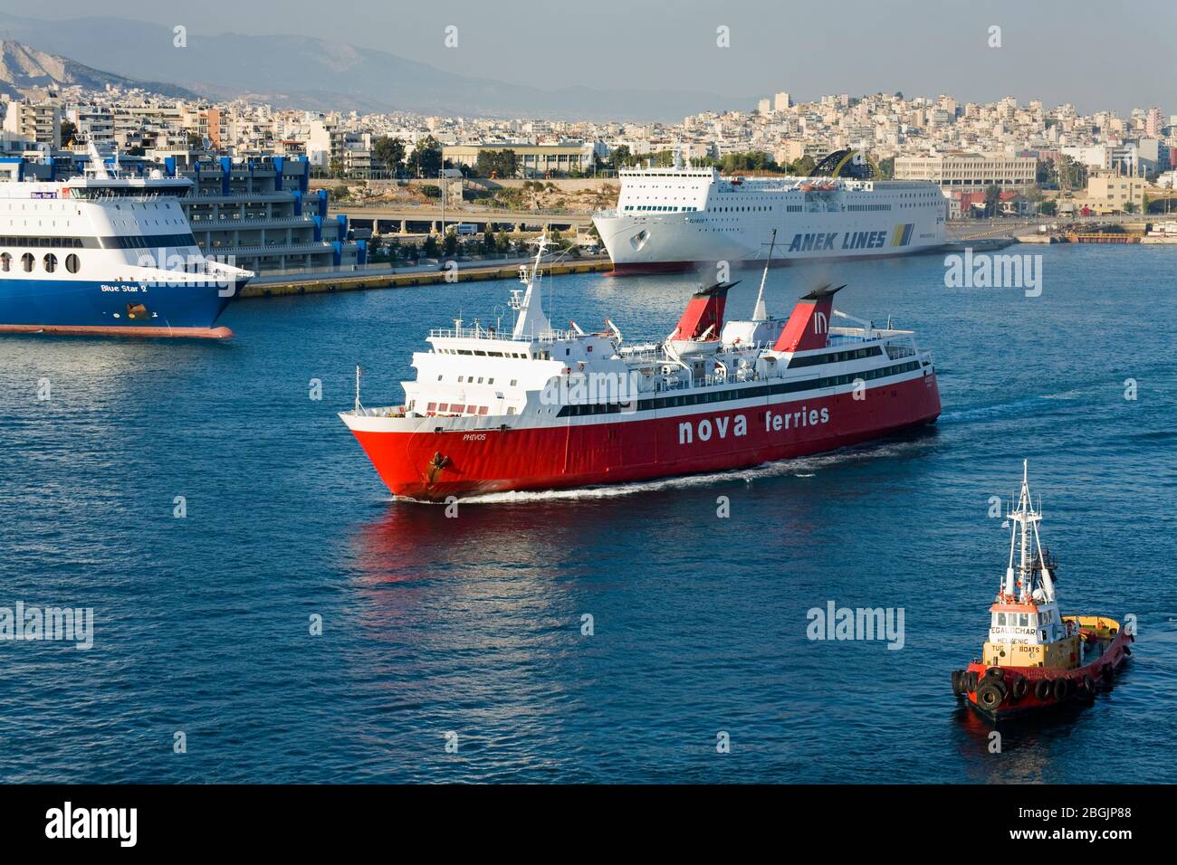Ferry in the Port of Piraeus, Athens, Greece, Europe Stock Photo - Alamy
