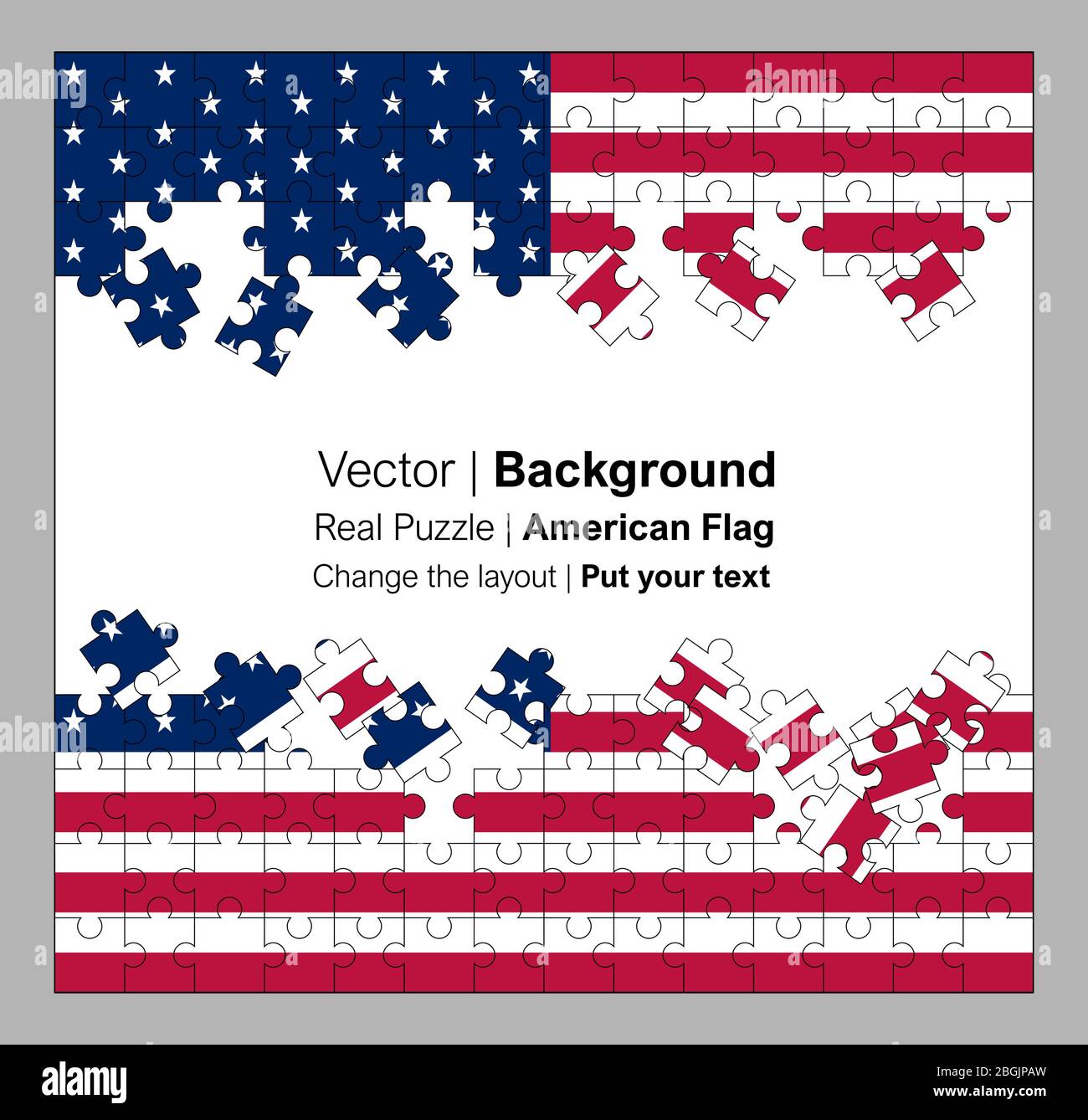 Vector background consisting of a real puzzle of the American flag. If ...