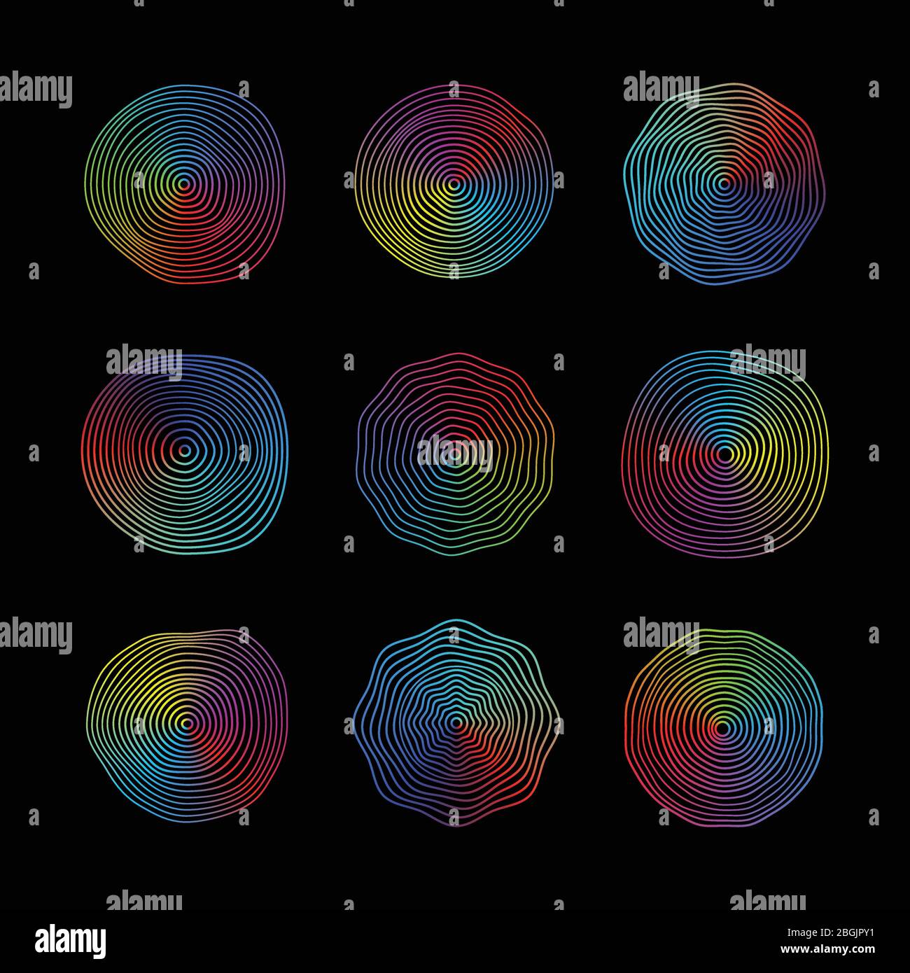 Abstract round wave surface. Smooth flowing rings. Dynamic music sound ...