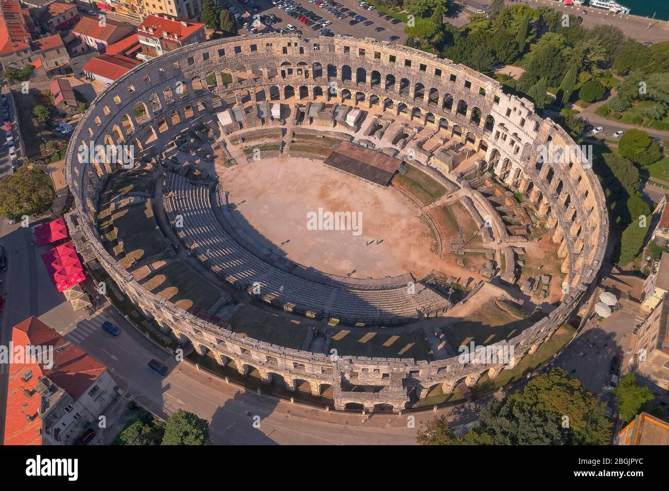 Arena ancient Roman amphitheater in Pula Stock Photo - Alamy