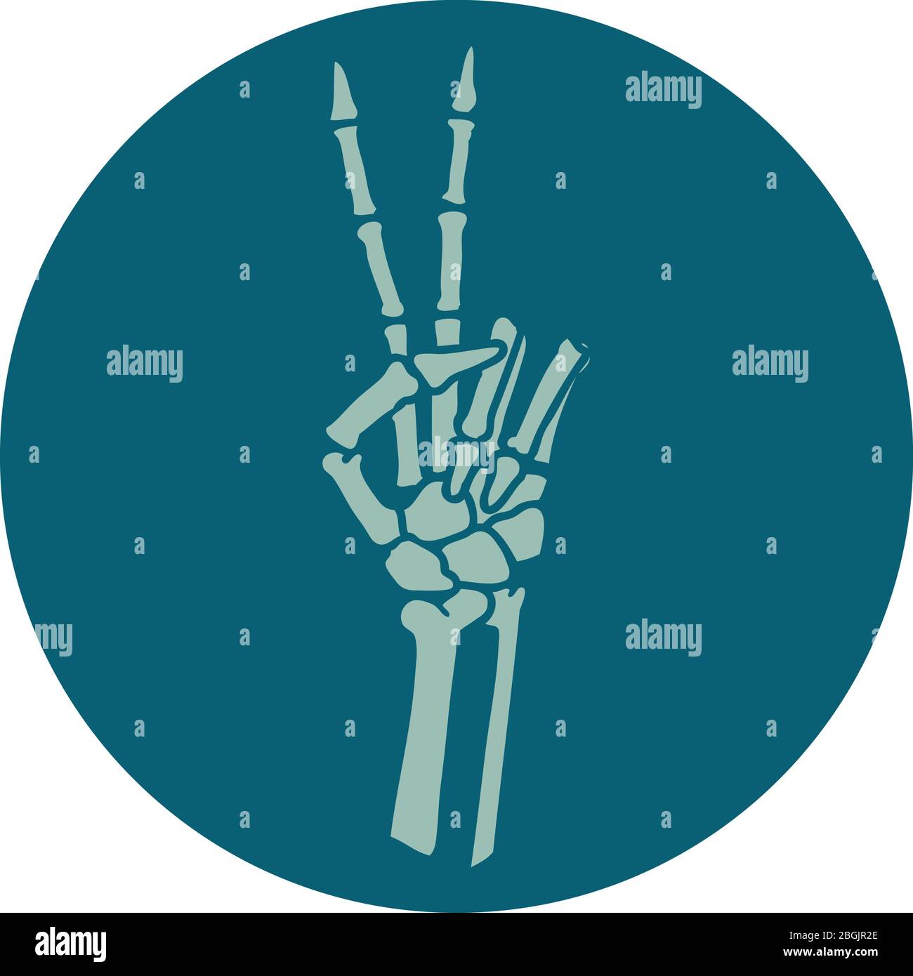 iconic tattoo style image of a skeleton giving a peace sign Stock ...