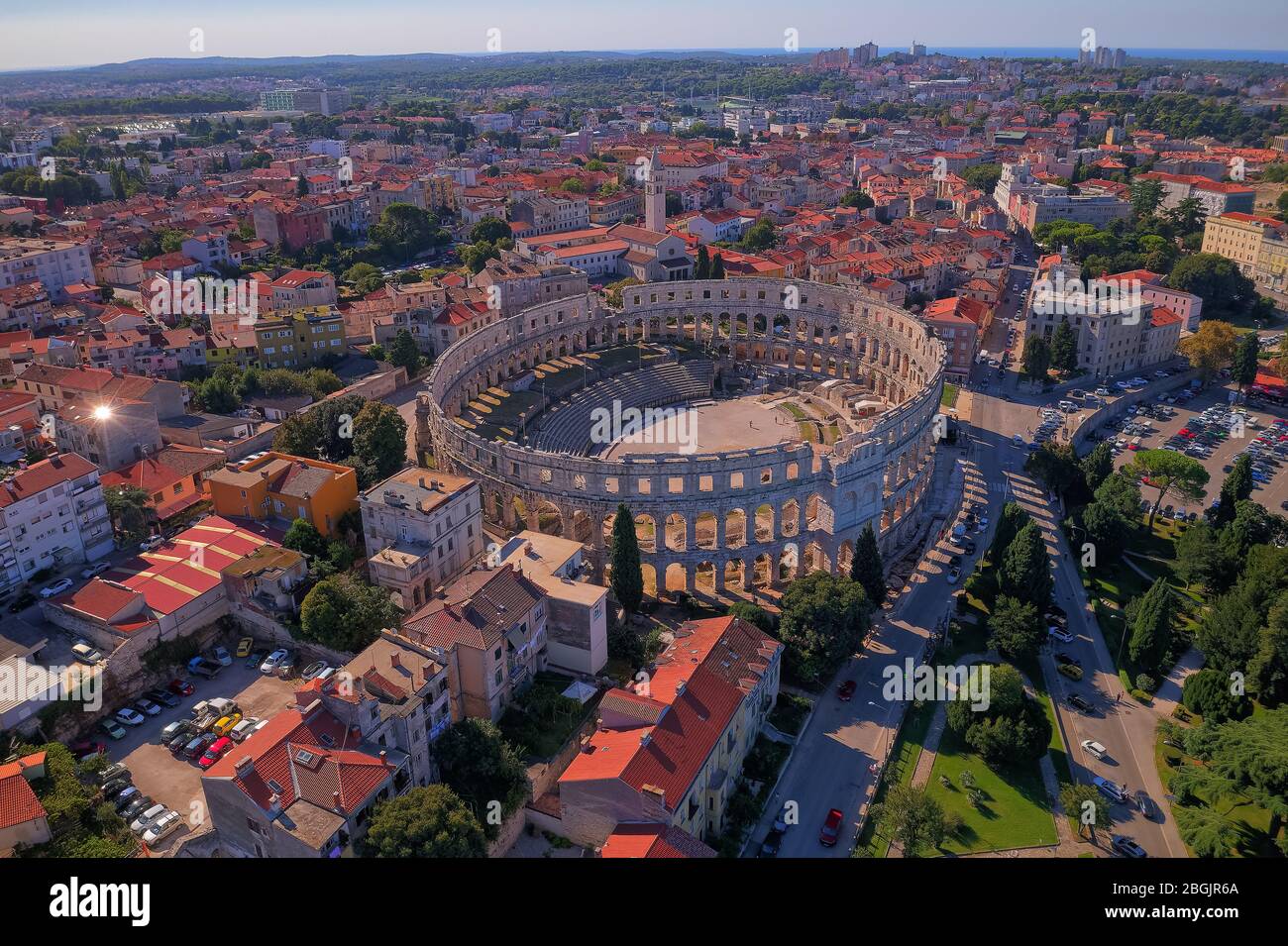 Arena ancient Roman amphitheater in Pula Stock Photo - Alamy