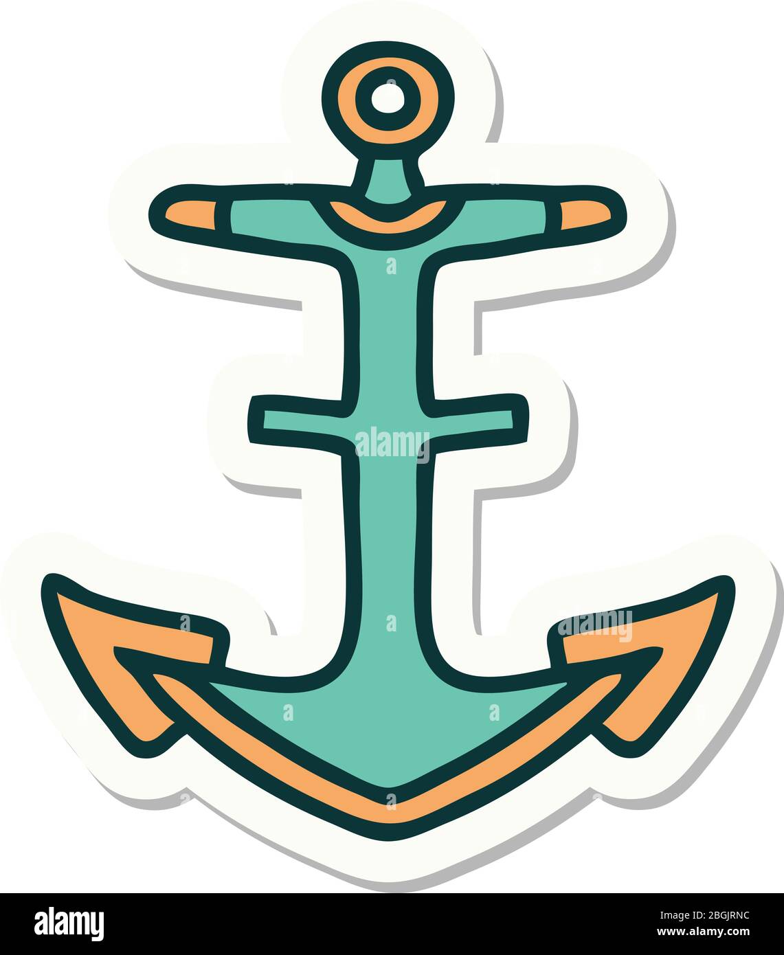 sticker of tattoo in traditional style of an anchor Stock Vector Image ...