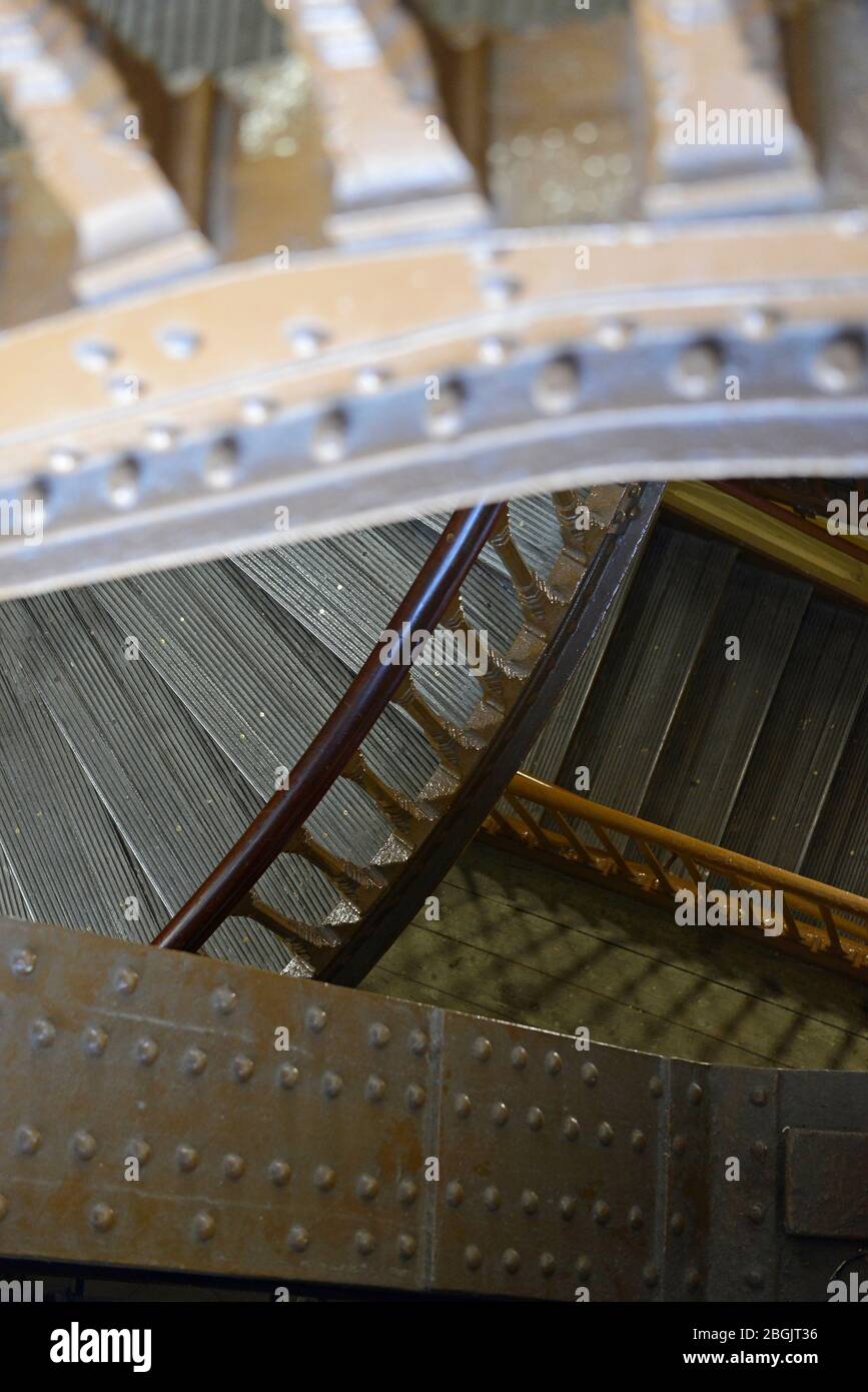 Well preserved stairs in one of the towers of Tower Bridge, London, UK ...