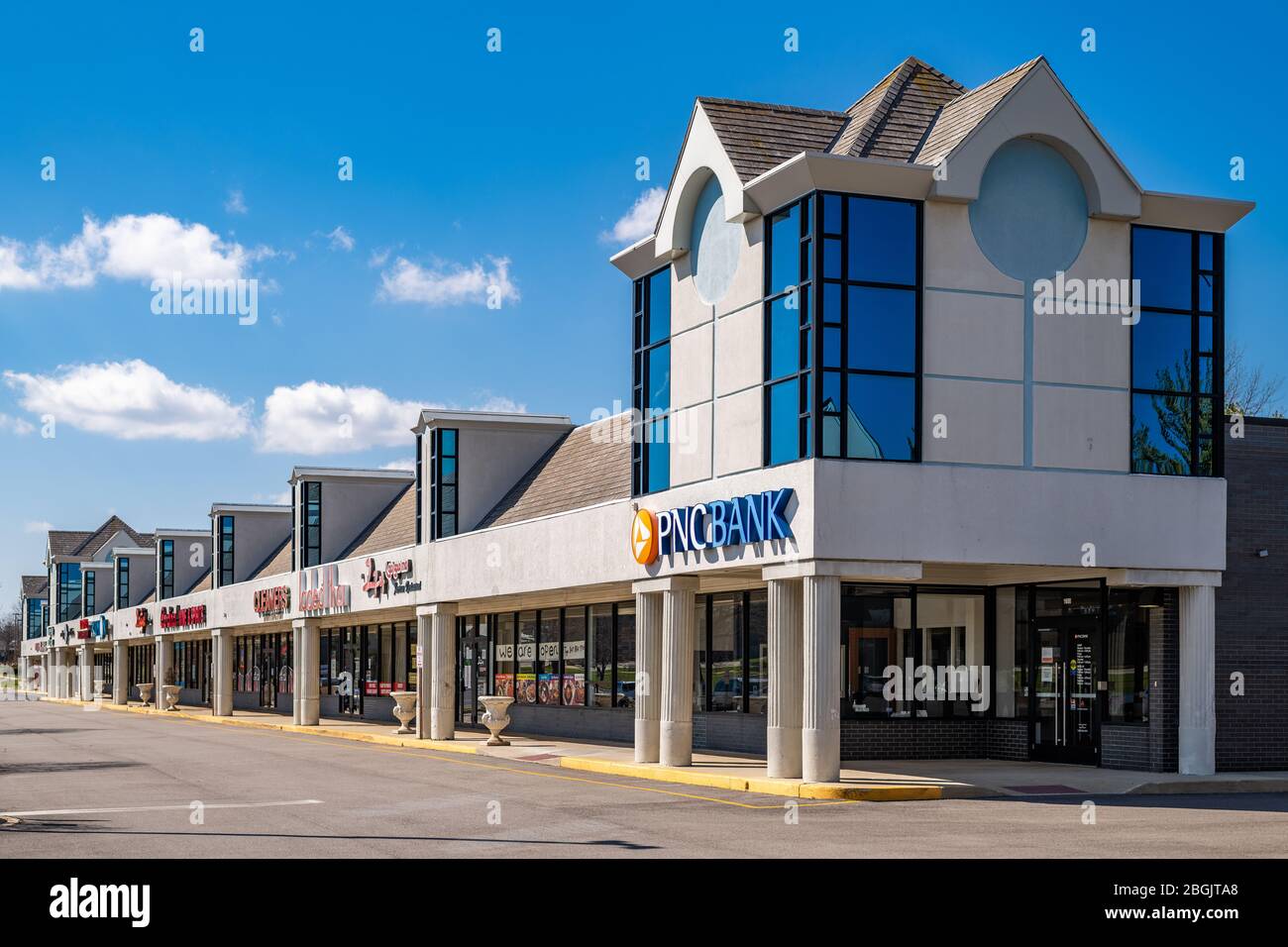 Post modernist style strip mall Stock Photo - Alamy