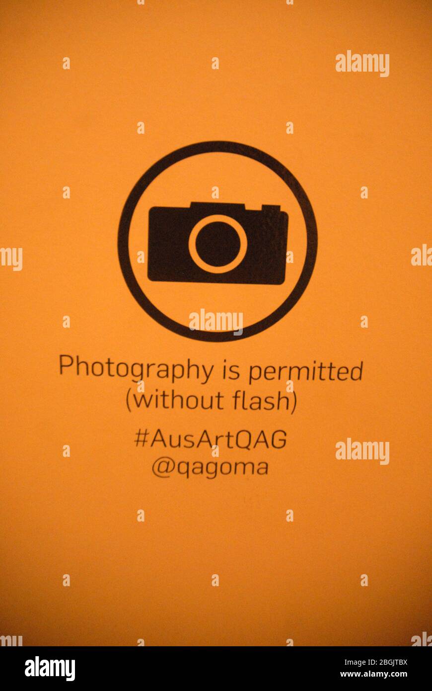 Photography is permitted (without flash) sign, QAGOMA, Brisbane ...