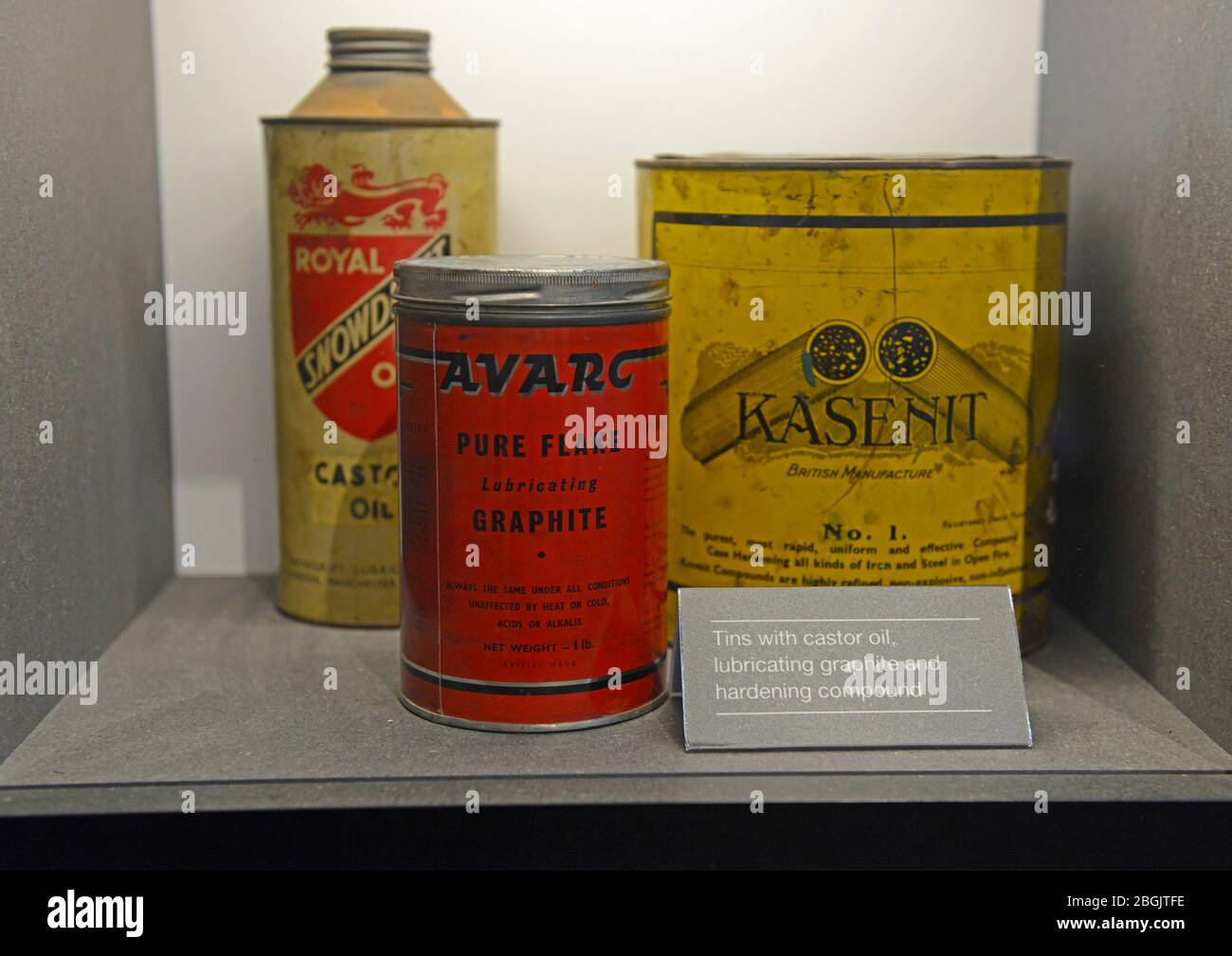 Tins of graphite and castor oil as used by the mechanics running Tower ...