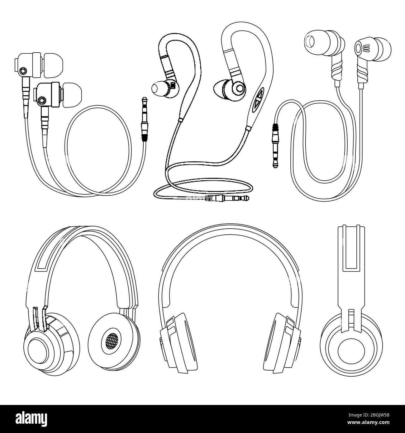 Headphones music listen mobile outline hi-res stock photography and ...