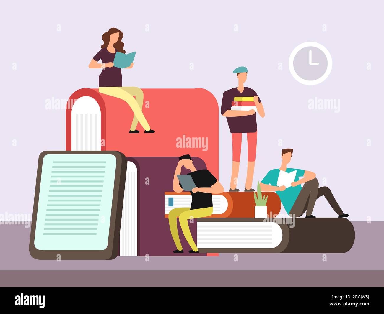 Diverse friends library school Stock Vector Images - Alamy