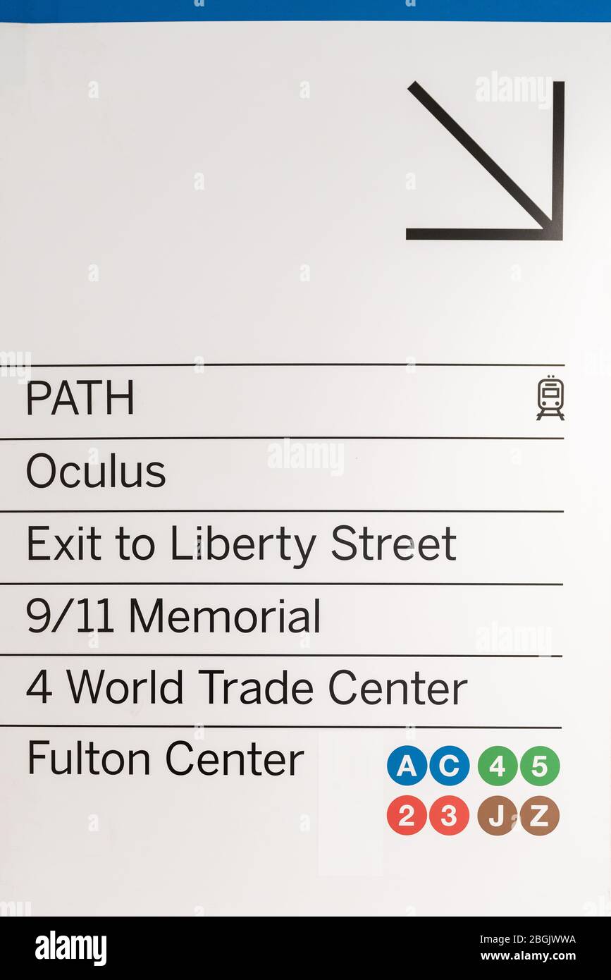 Sign in the Oculus for directions to the World Trade Center 9/11 ...