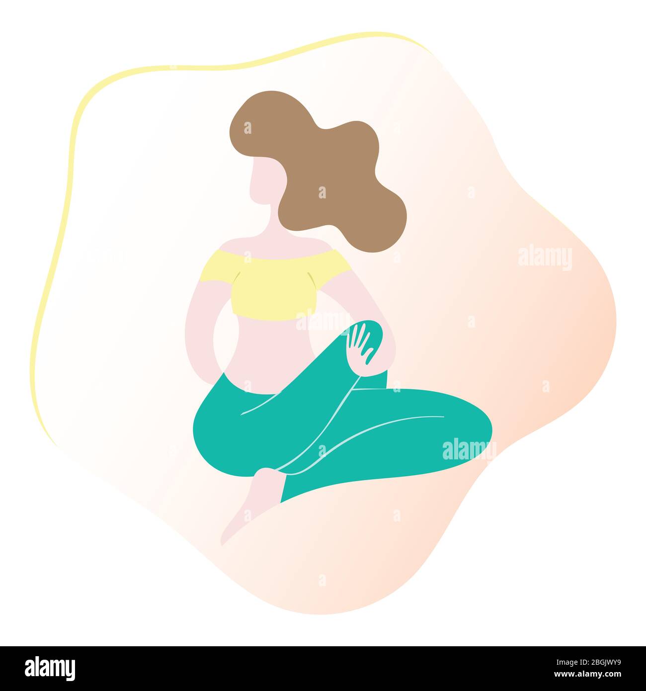 Yoga lady in asana vector illustration template Stock Vector Image ...