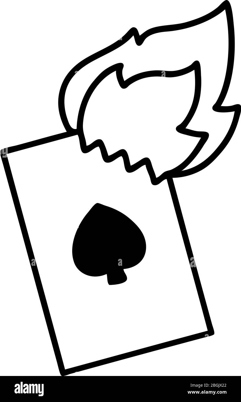 tattoo in black line style of a flaming card Stock Vector Image & Art ...