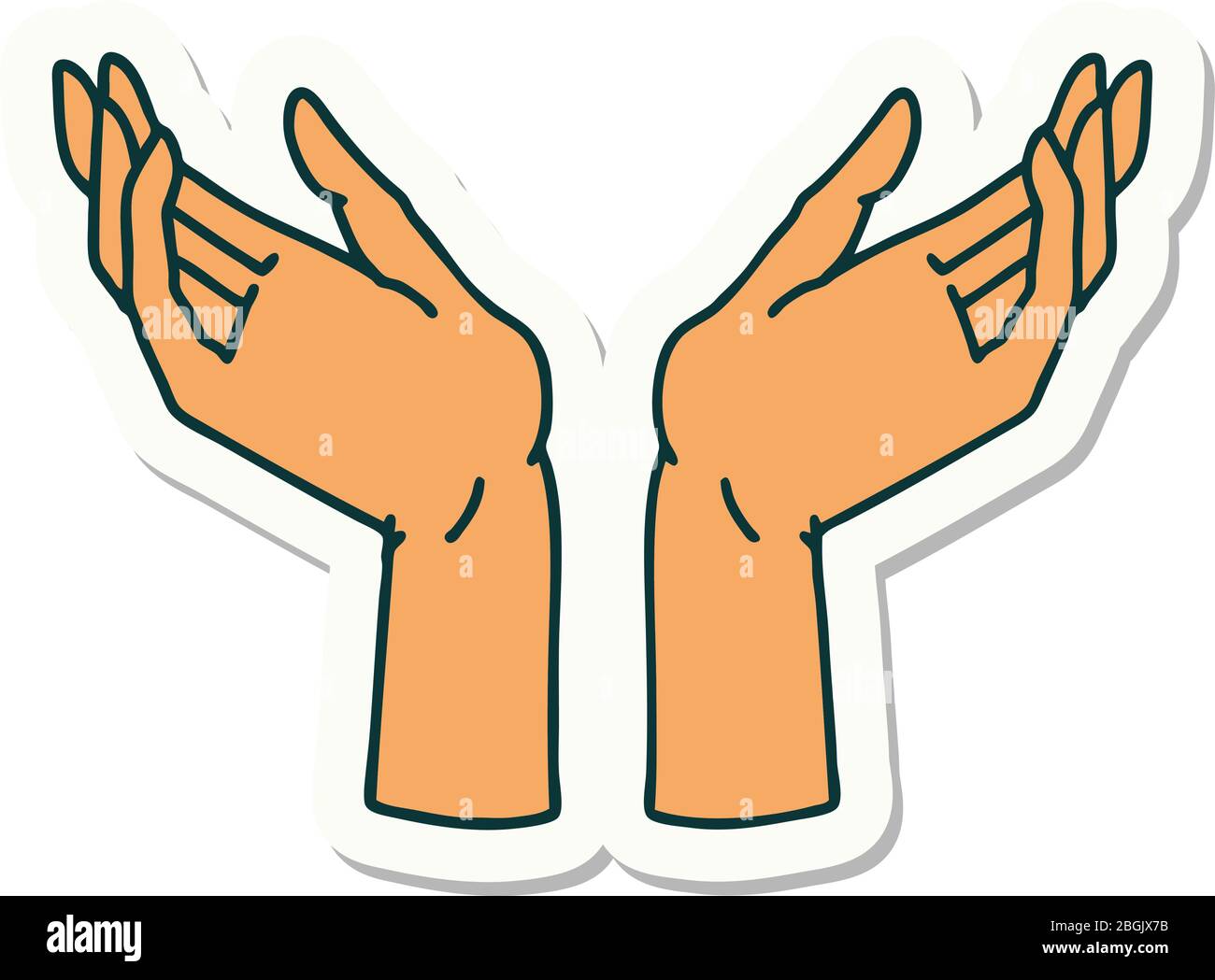 sticker of tattoo in traditional style of open hands Stock Vector Image ...