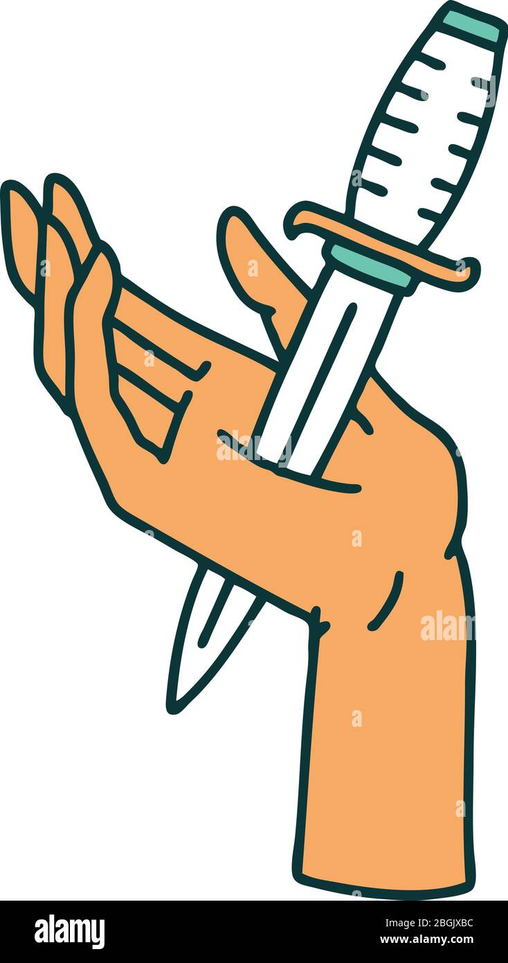 iconic tattoo style image of a dagger in the hand Stock Vector Image ...