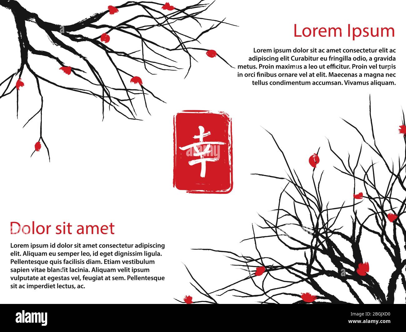 Japanese banner or illustration vector background with sakura blossom ...