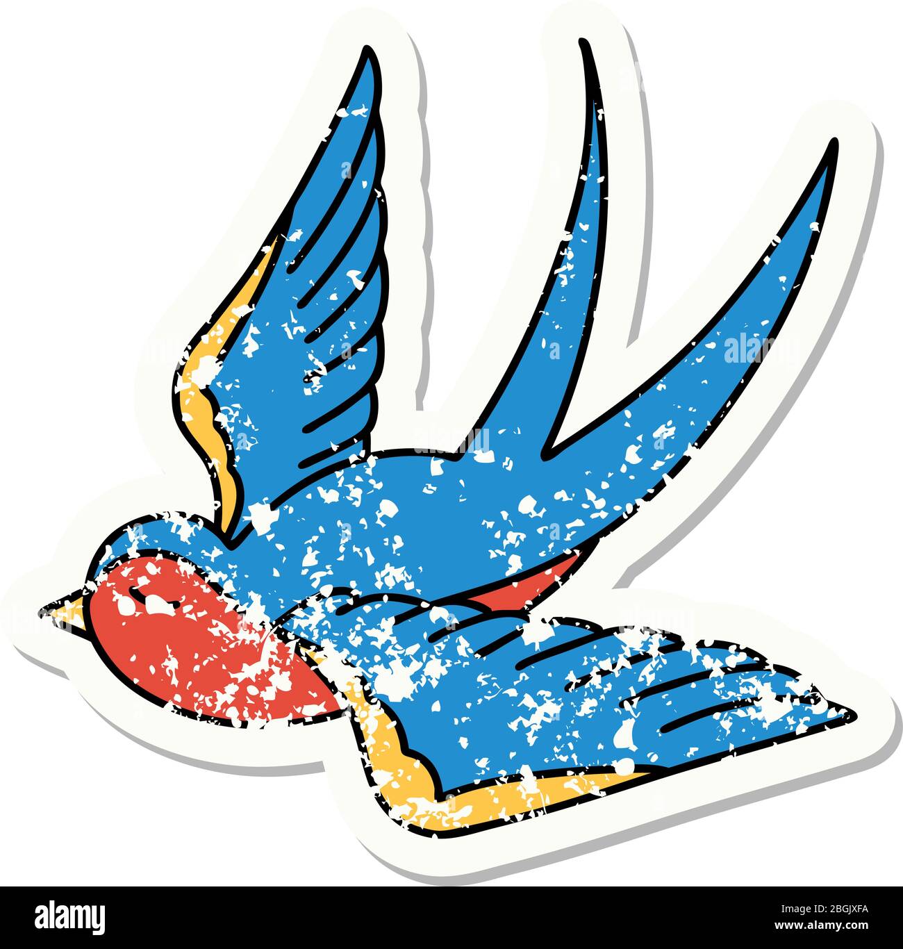 distressed sticker tattoo in traditional style of a swallow Stock ...