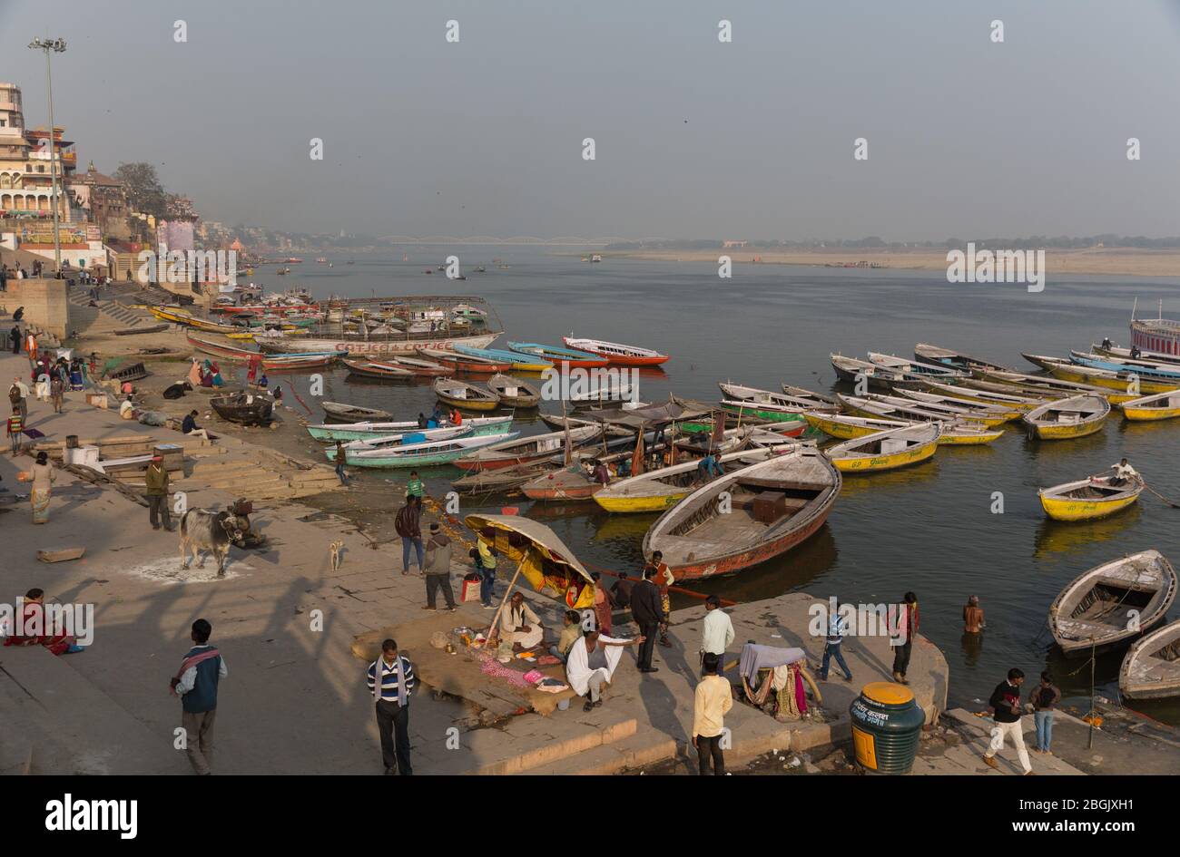 A view of Ganges river and her bank near Varanasi, India Stock Photo ...