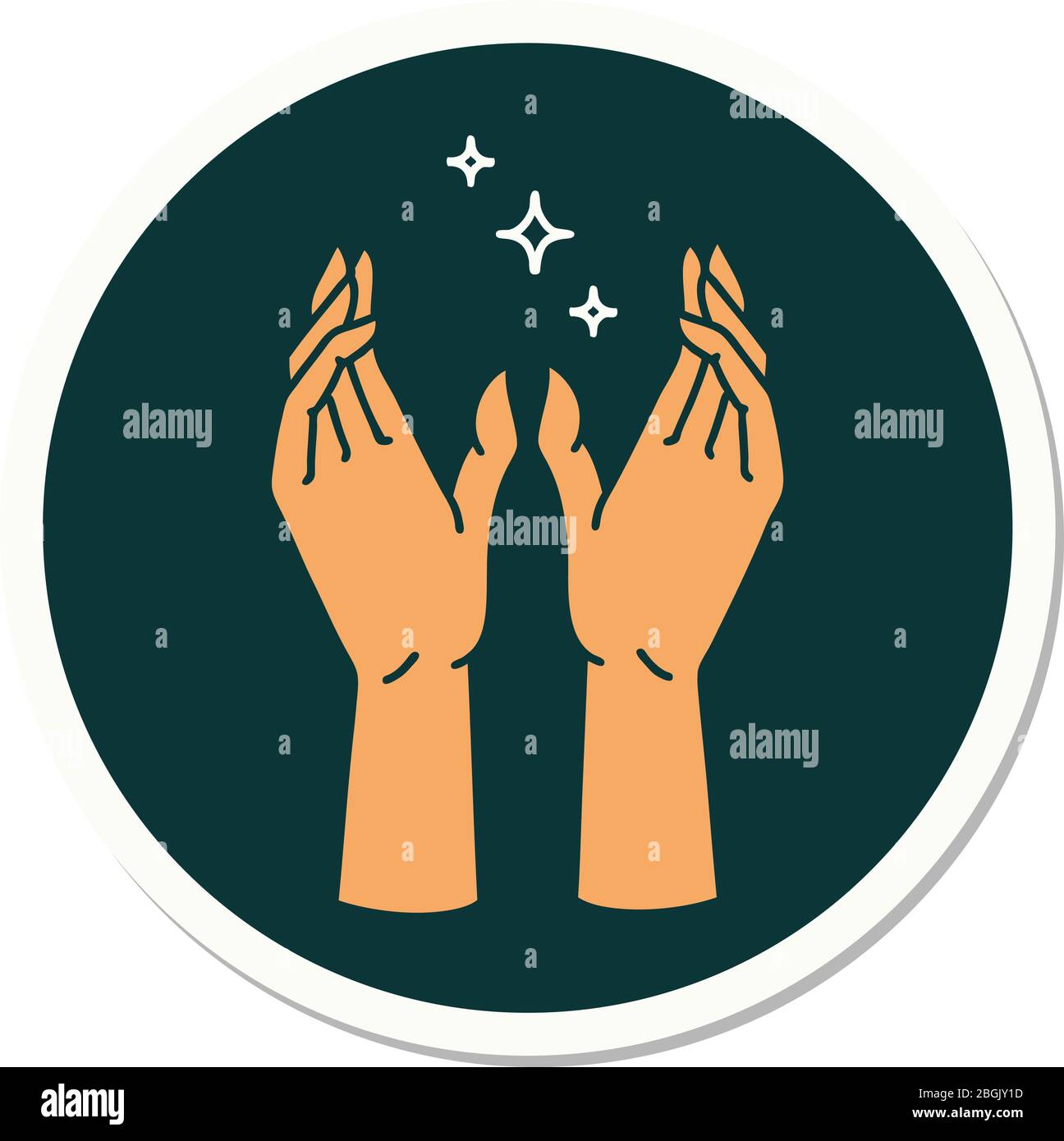 sticker of tattoo in traditional style of reaching hands Stock Vector ...