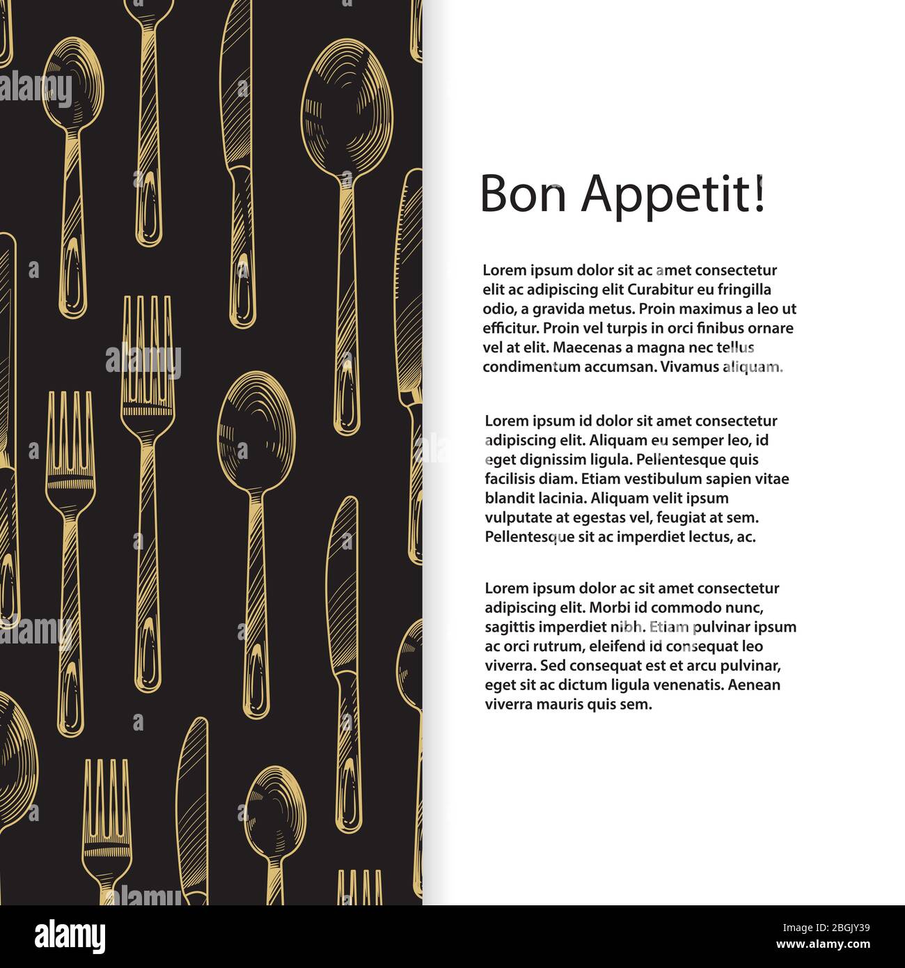 Menu or cutlery shop banner and poster template with hand sketched ...