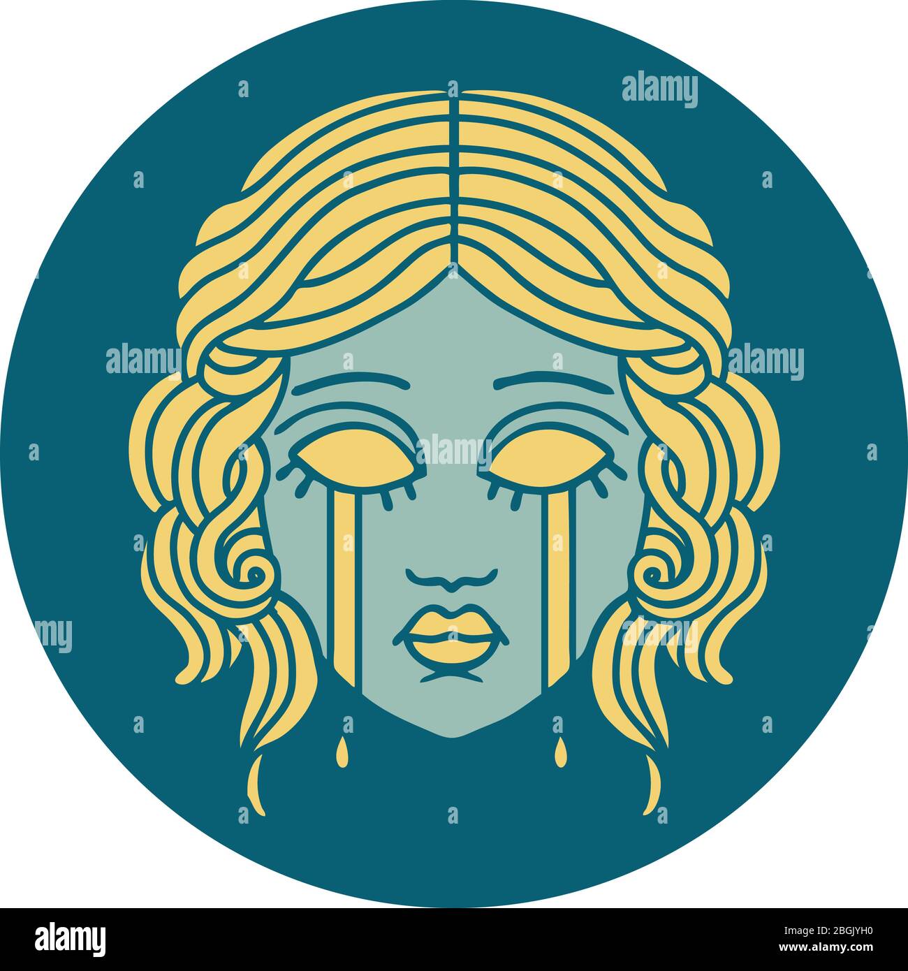 iconic tattoo style image of female face crying Stock Vector Image ...