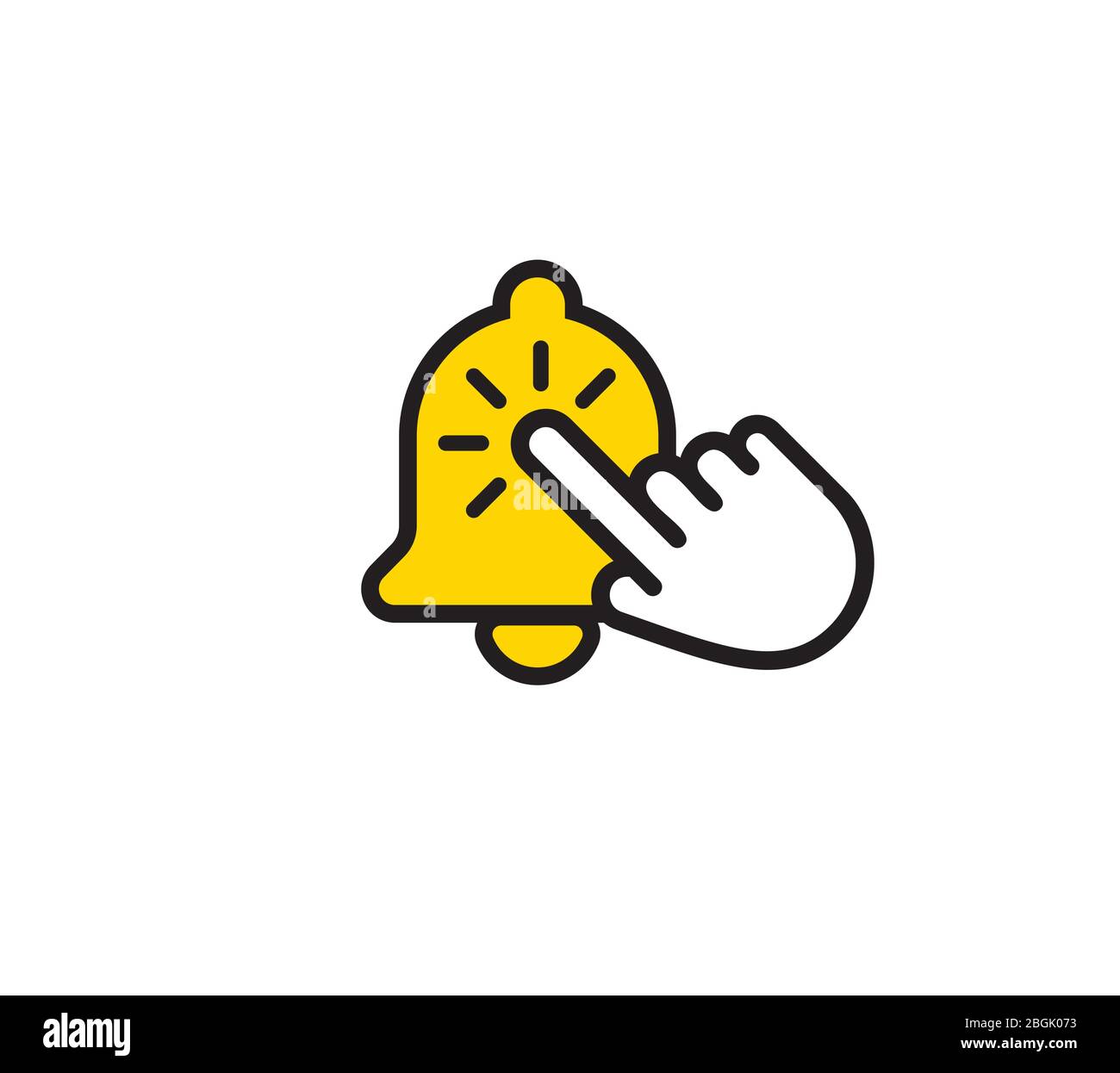 Isolated Bell icon, notification symbol, calling to press a bell sign ...