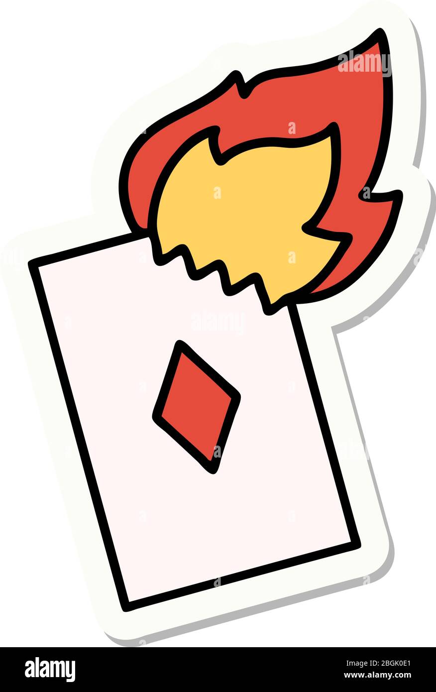 sticker of tattoo in traditional style of a flaming card Stock Vector ...