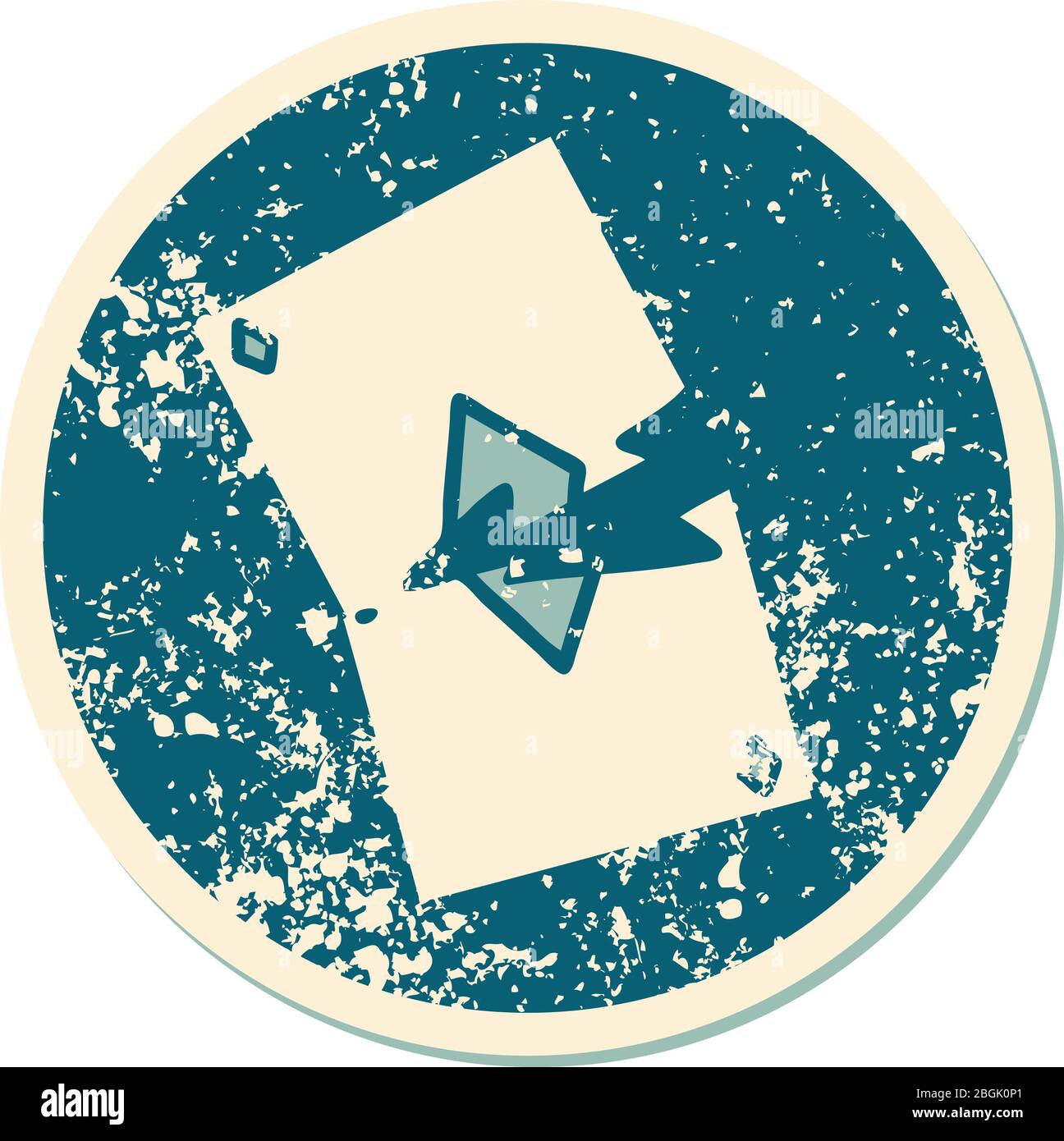 iconic distressed sticker tattoo style image of a torn card Stock ...